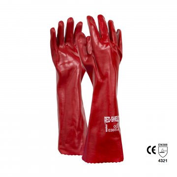 PVC Single Dipped Gauntlet Glove 45cm - Esko Red Shield - Disposable ...