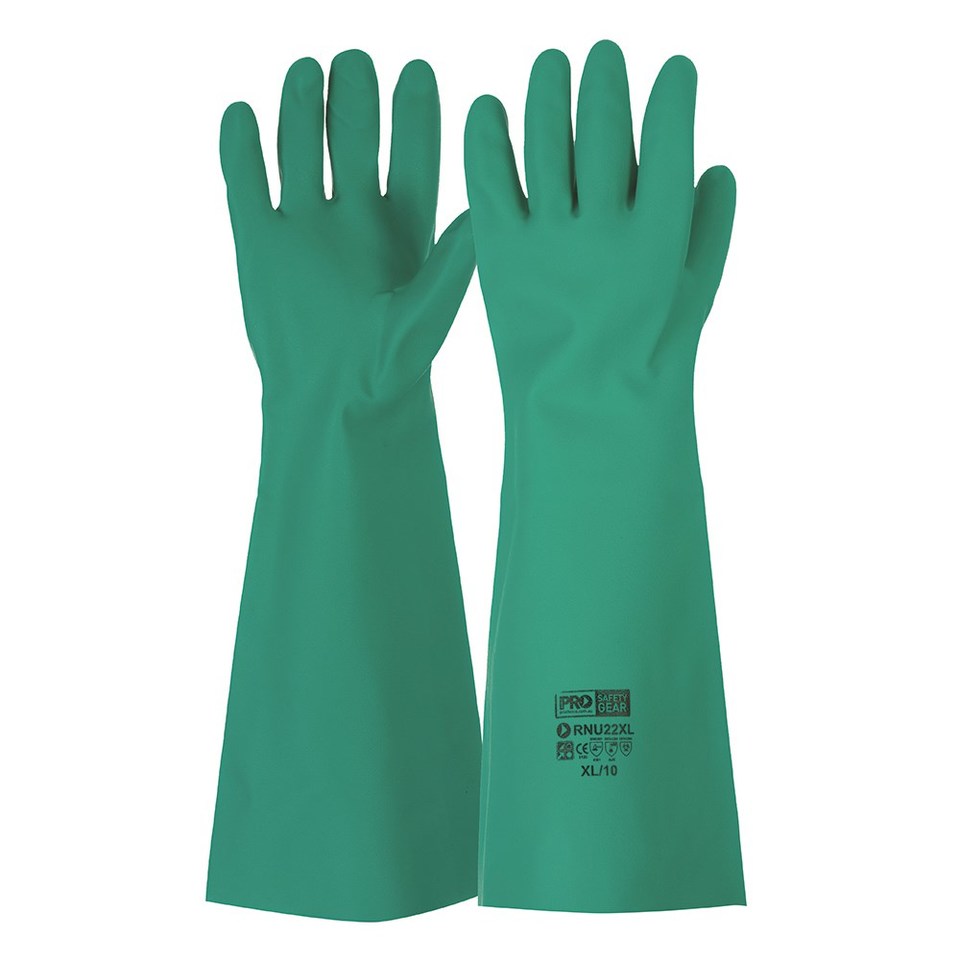 45CM Green Nitrile Gauntlet Gloves, Large - Paramount - Disposable ...